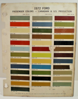 Ford Color Matching Chart 1960 Ford Color Paint Chips Set Ditzler