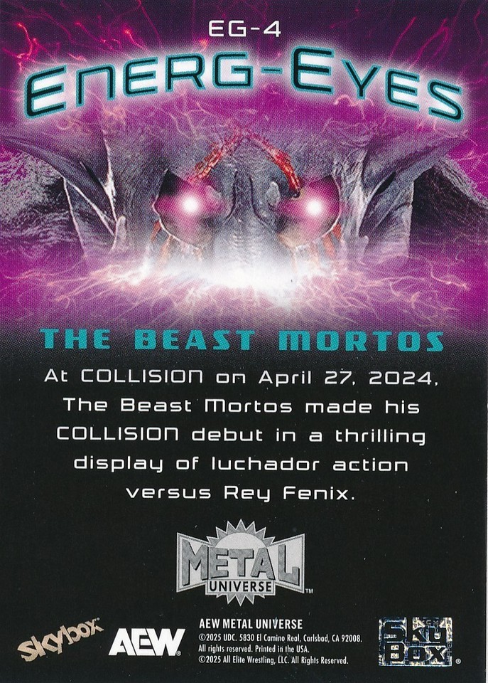 EG-4 THE BEAST MORTOS 2025 SkyBox AEW Metal Universe ENERG-EYES SILVER ...