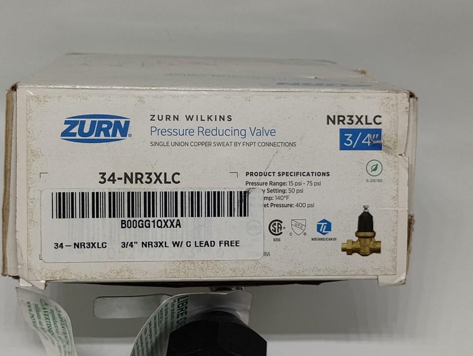 NEW IN BOX Zurn Wilkins NR3XLC 3/4" Brass Pressure Reducing Valve | eBay