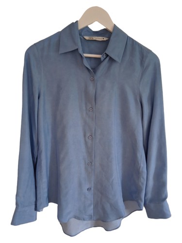 ZARA Camicetta Donna Seta Blu Manica Lunga Casual (IT 38, EU 34) | eBay