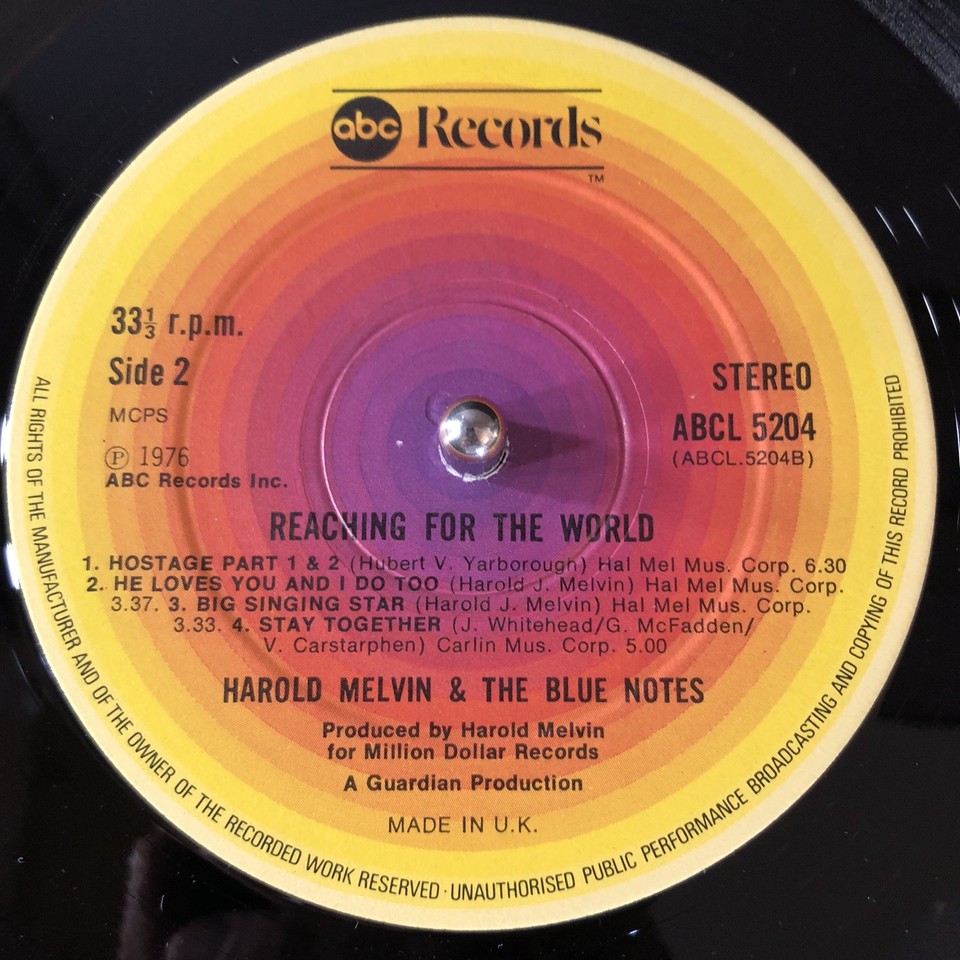 Harold Melvin & Blue Notes, Reaching For The World, Vinyl LP, ABC 1976 ...