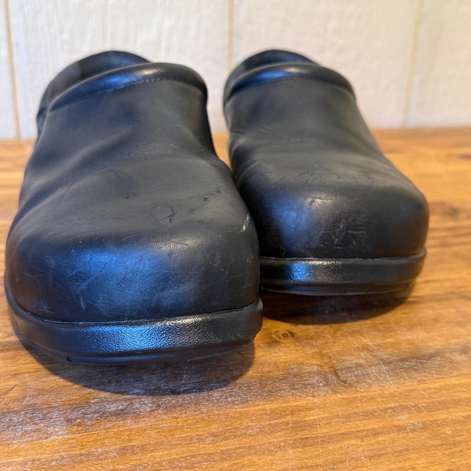 Timberland PRO Womens 9.5W Black Leather Slip On Clogs Shoes Oil Slip ...