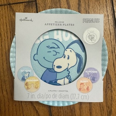 *NEW* Hallmark Peanuts SNOOPY Plastic Melamine 4 Appetizer Plates 7" | eBay