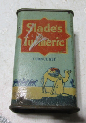 vintage spice tin-Slade's Turmeric Boston,Mass camels 3" tall | eBay