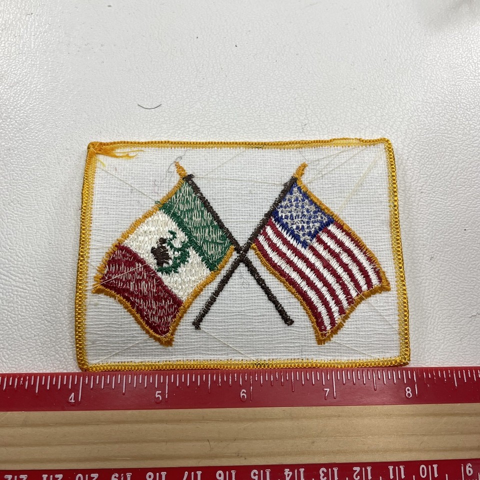Vtg Crossed Flags USA & MEXICO Patch (American Flag Mexican Flag) M003 ...