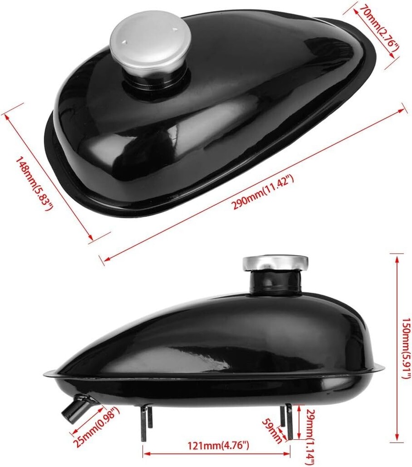 0.5 Gallon 2 Liter Gas Fuel Tank w/ Cap 49cc 60cc 80cc Motorized ...