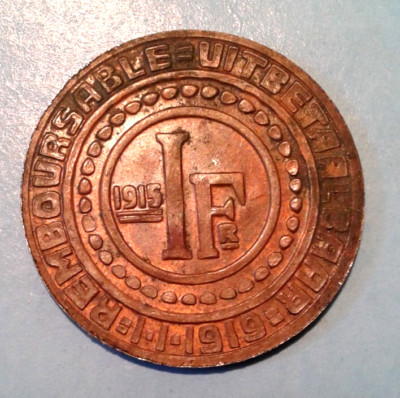 Belgium Token Gent Nodgeld 1 Frank 1915. | eBay