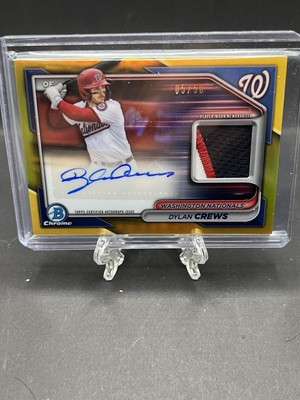 2024 Bowman Chrome Dylan Crews Prospect Patch Auto Gold Refractor /50 ...