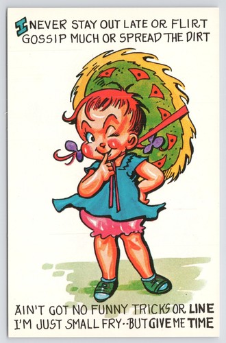 Comics~I Never Stay Out Late Or Flirt Gossip Much~Girl W/ Hat~Tichnor ...