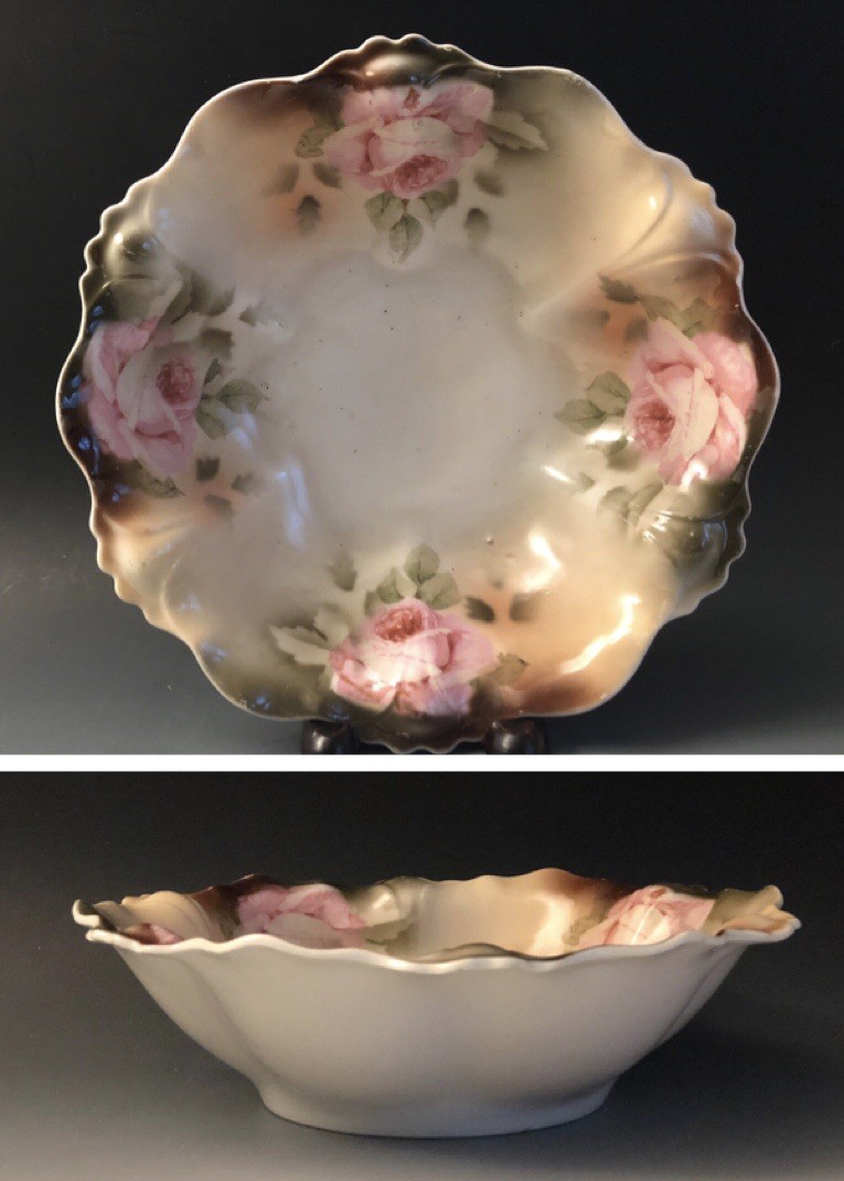 Antique Hand Painted Silesia Porcelain Rose Pattern Bowl | eBay