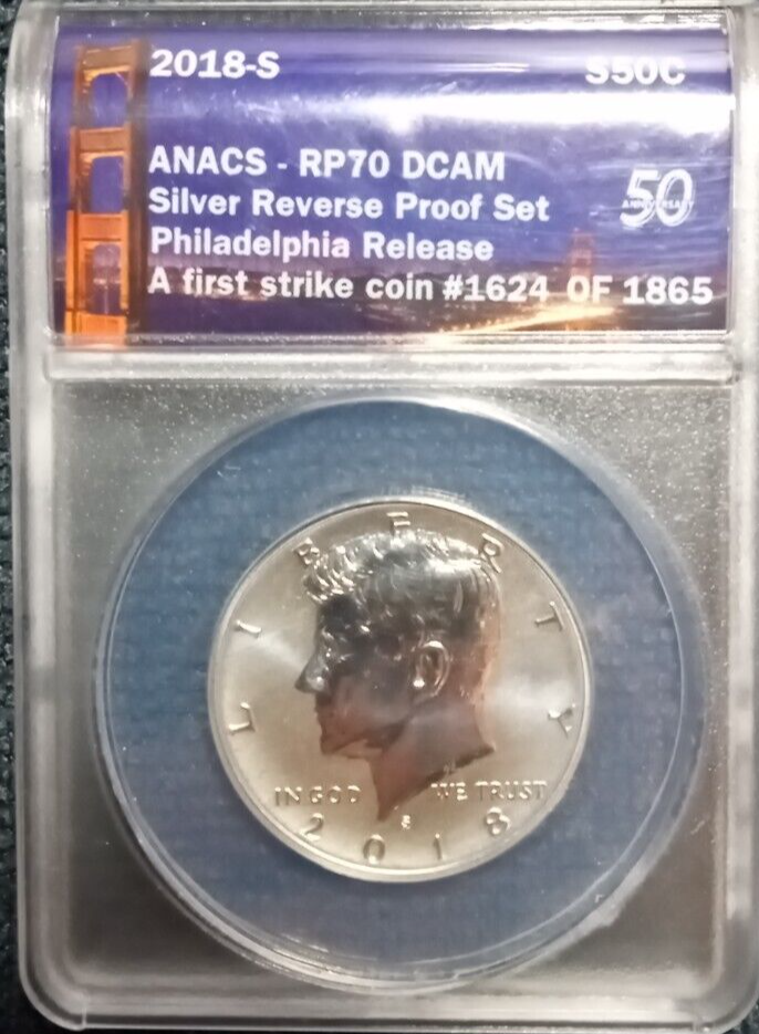 2018 s silver reverse proof set Philadelphia Release ANACS- RO70 DCAM ...