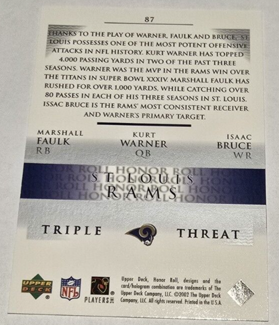 Triple Threat, 2002 Upper Deck, St. Louis Rams, Card # 87 | eBay