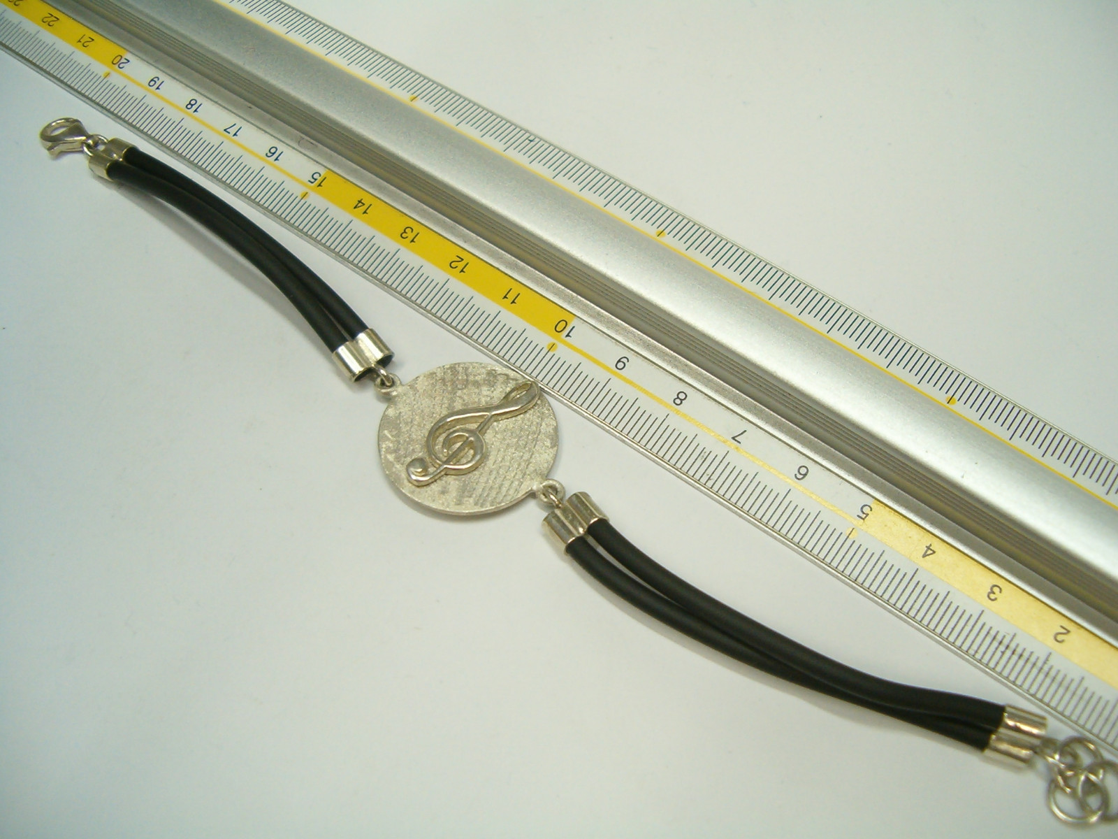 Bracelet Avec Clé de Sol en Argent 925 Et Caoutchouc - Bracelet Sol | eBay