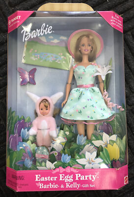 1999 MATTEL. BARBIE EASTER EGG PARTY BARBIE & KELLY GIFT SET. SPECIAL ...