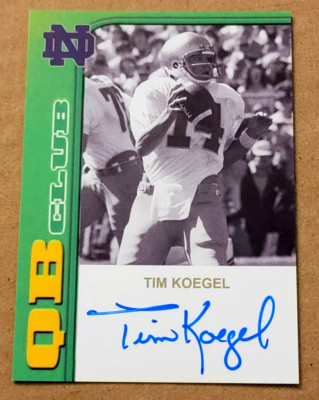 TK Legacy Notre Dame QB16 QB Club Tim Koegel Autograph Auto 24/100 Made ...