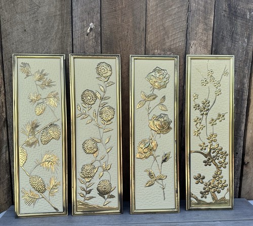 Vintage Brass Embossed Wall Hanging Plaques Lot Of 4 | eBay