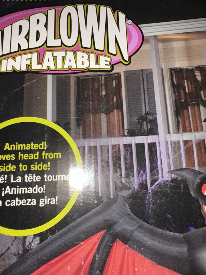 Gemmy Airblown Inflatable 12 Feet Wide Vampire Bat Light Up Animated ...