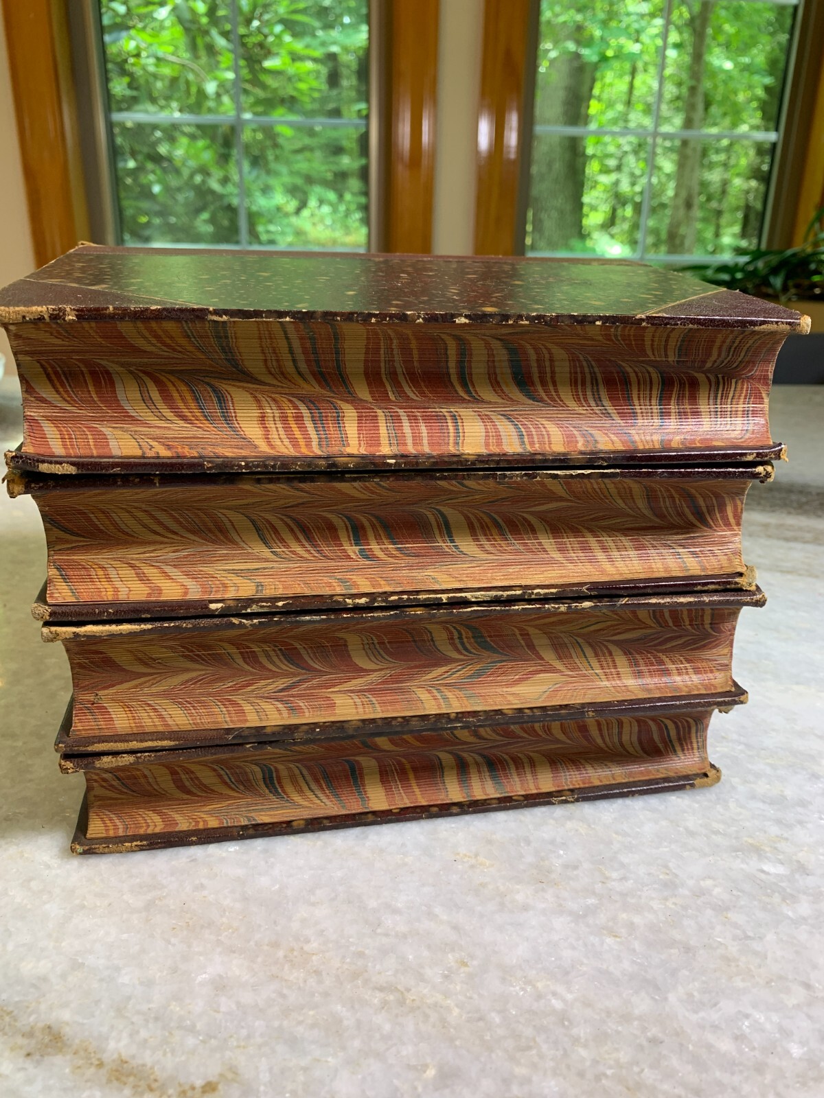 Antique Victorian Leather Marbleized Book HISTORY OF NEW ENGLAND ...