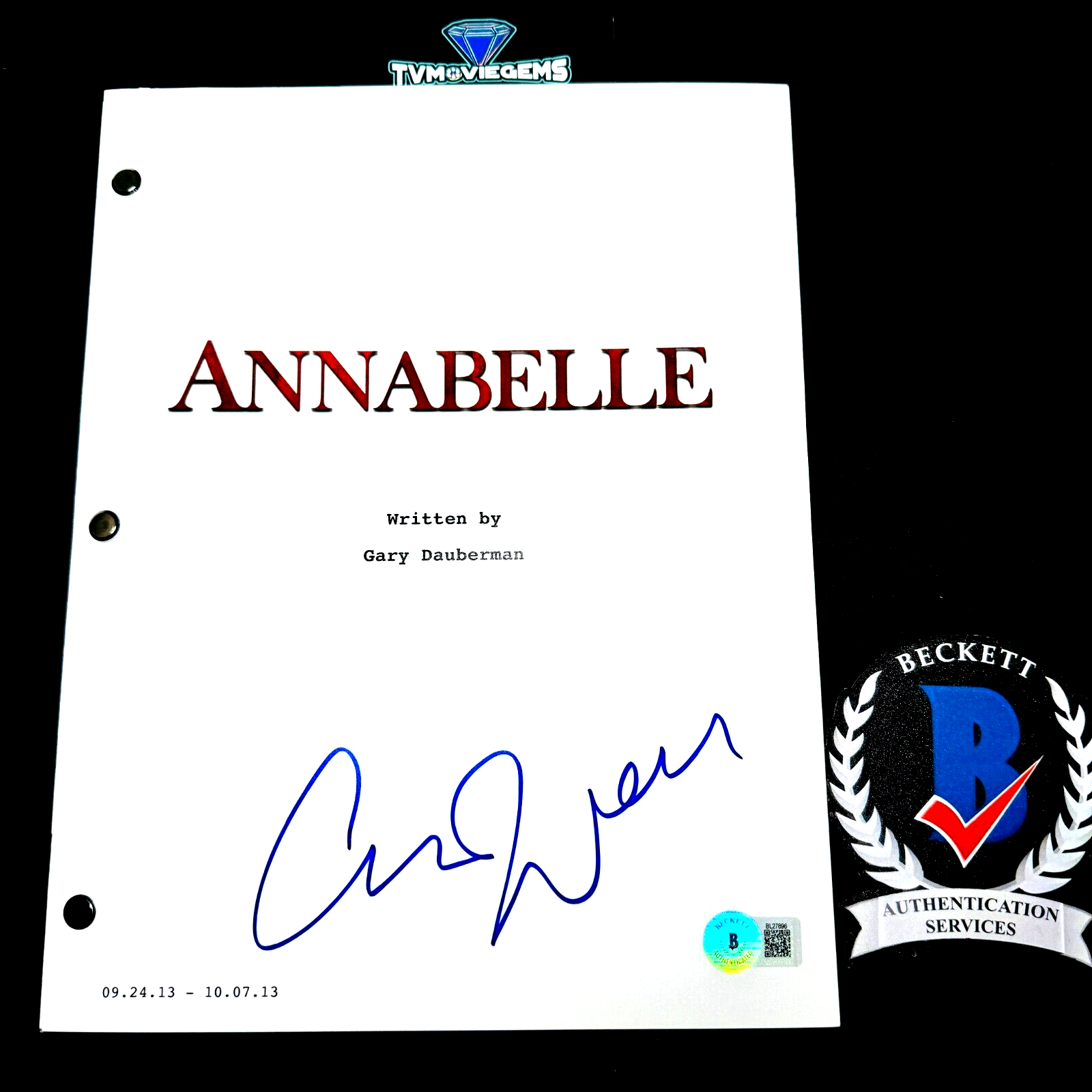 ANNABELLE WALLIS SIGNED ANNABELLE MOVIE SCRIPT SCREENPLAY w/ BECKETT ...