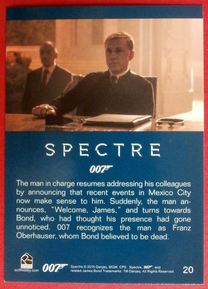 JAMES BOND - SPECTRE - Card #020 - "WELCOME, JAMES..." - Rittenhouse | eBay