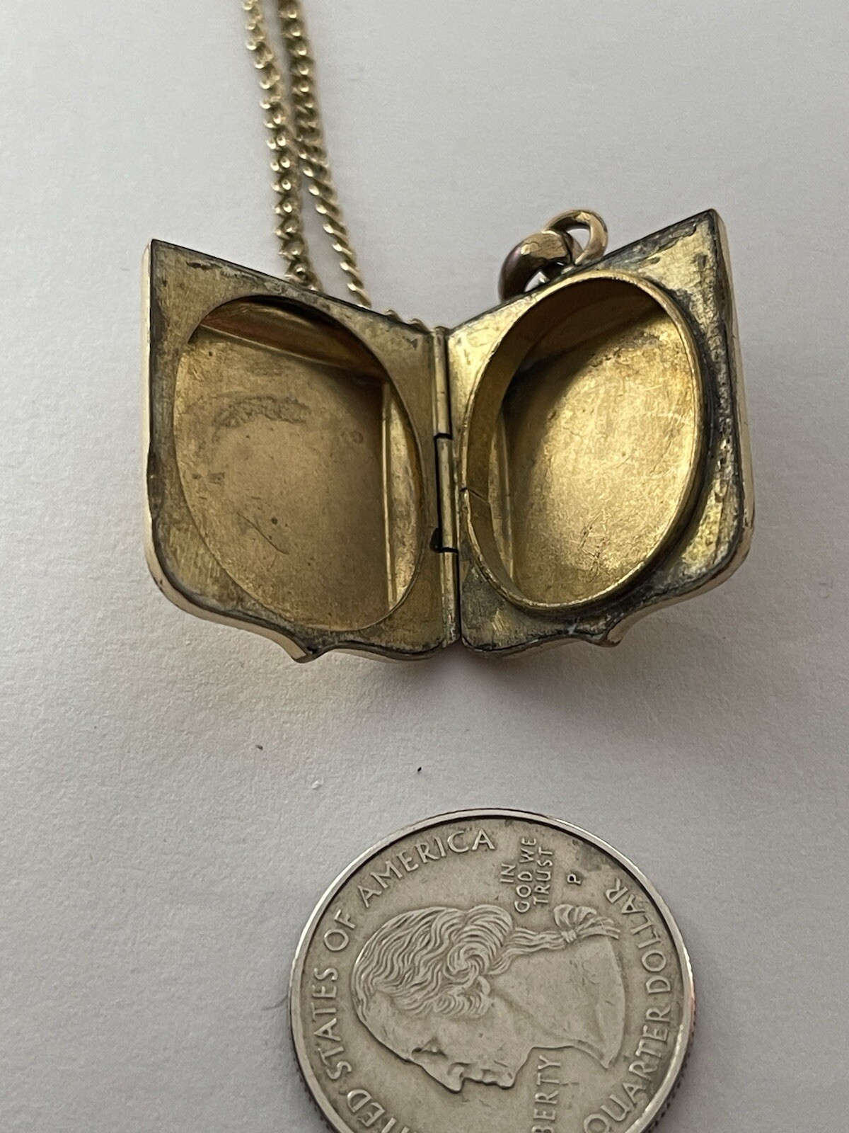 Antique French Gilt Locket Pendant Necklace Hand Engraved Motifs on ...