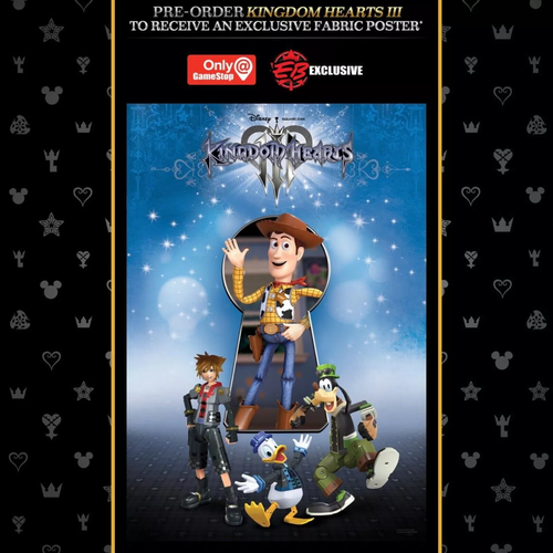 Kingdom Hearts 3 Fabric Poster - Woody, Sora, Donald, Goofy (Square ...