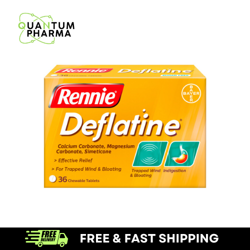 Rennie Deflatine - 18 or 36 Tablets Trapped Wind & Bloat Relief Sugar ...