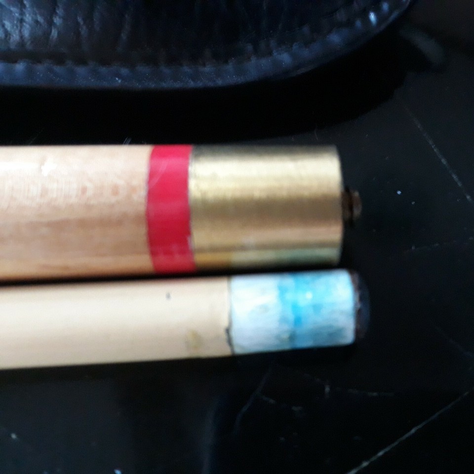 2 Pc Vtg Wood Solid Core Fiberglass Shaft Pool Cue Stick Brass ...