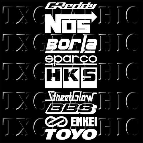 9 Car Automotive Sponsor Decals Pack JDM Drift Racing Sport Logos ...