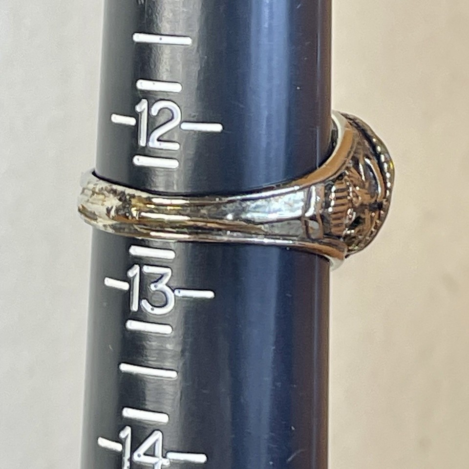 Vintage VFW Class Ring Silver Tone & Red Glass Maltese Cross Flag Mens ...