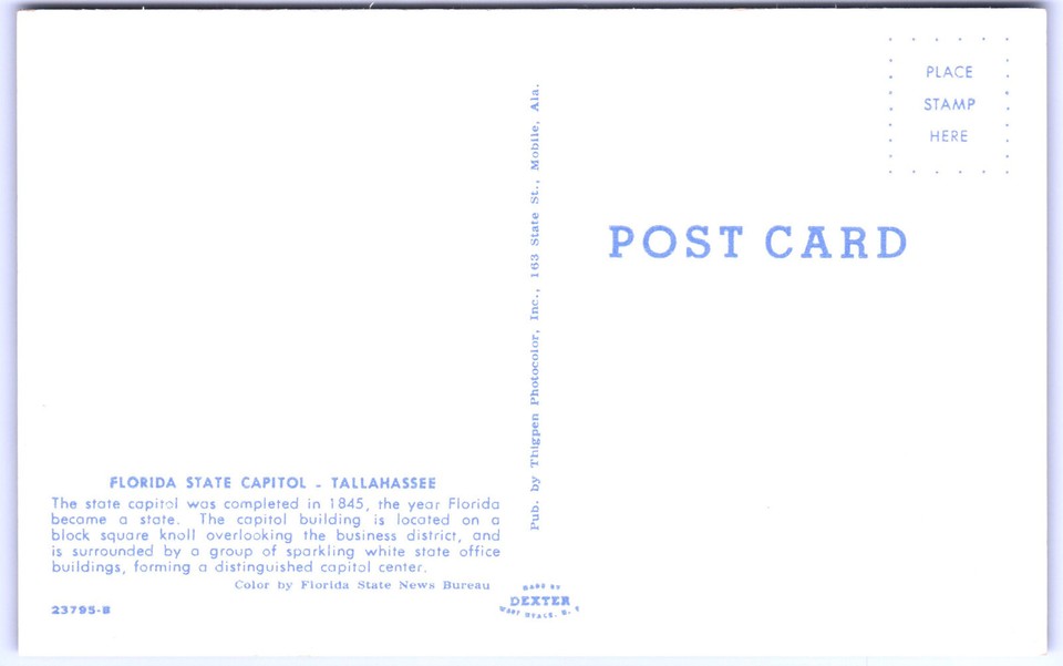 Postcard FL State Capitol Tallahassee Florida P4 | eBay