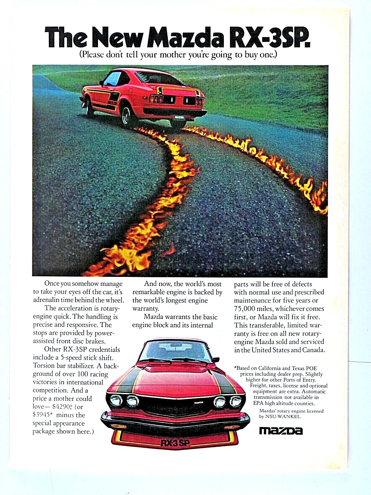1978 Mazda RX 3SP VTG Please Don't Tell Your Mother Original Print Ad 8 ...