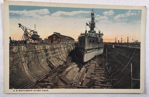 c1910’s WW1 Military US Navy BATTLESHIP In Dry Dock Postcard | eBay