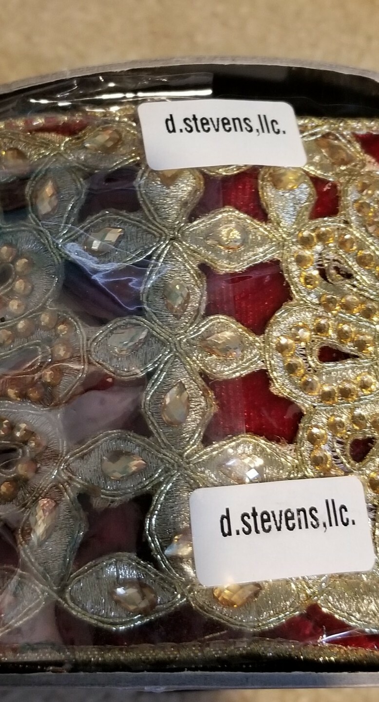 NEW LUXURY D STEVENS CHRISTMAS RED VELVET GOLD METALLIC JEWELED 4 ...