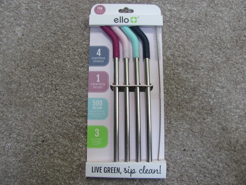 Brand New Ello 4pk Stainless Straws with Silicone Tips | eBay