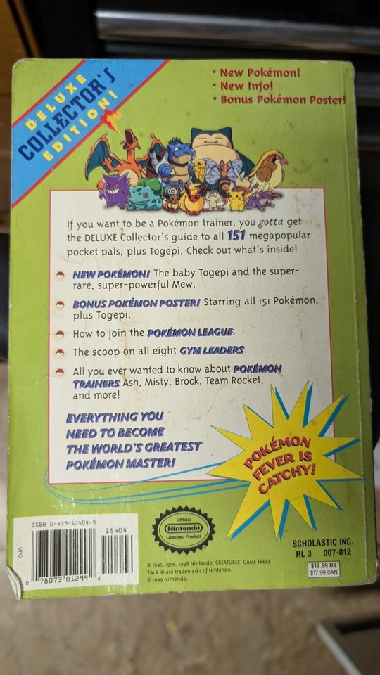 The Official Pokemon Handbook Scholastic Vintage 1999 Paperback fair ...
