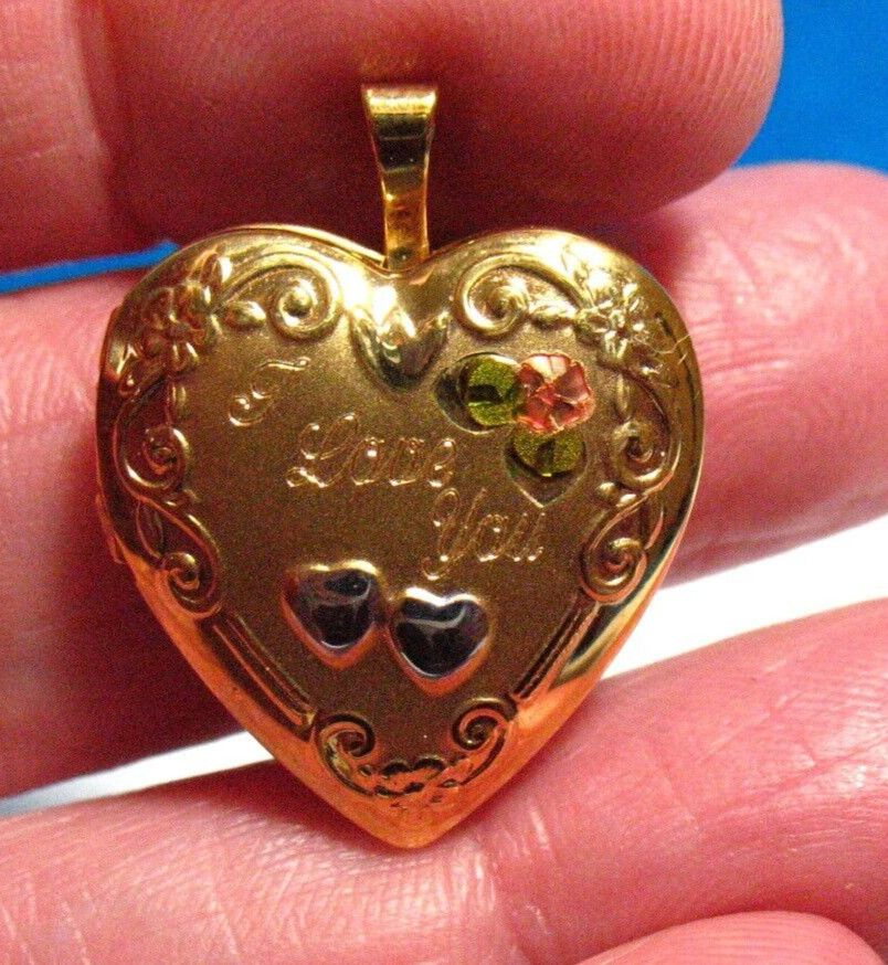 14K GOLD FILLED HEART LOCKET COLORIZED I LOVE YOU 20 … - Gem