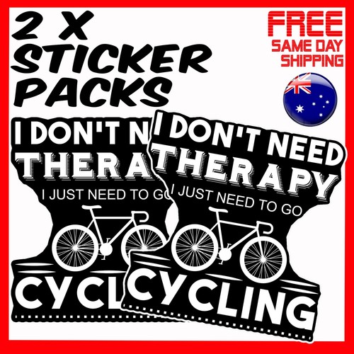 2 x Stickers - Cycling Dont Need Therapy Bicycle Car Bumper Laptop ...