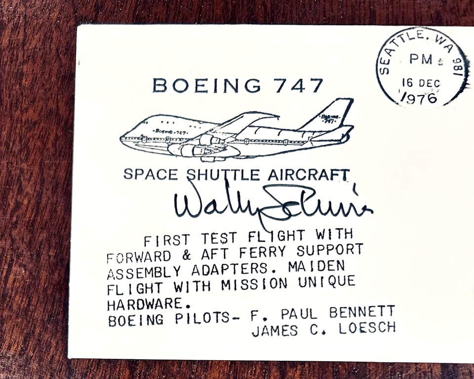 Wally Schirra JSA COA Signed 1976 NASA Astronaut Shuttle Test Flight ...
