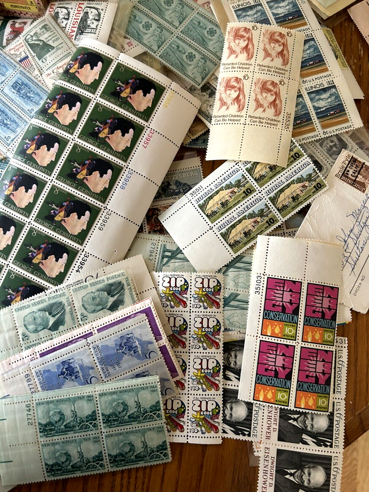 Large US Postage Stamp Estate Collection 900+ Unused Plate Blocks ...