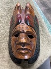 Hand Carved Wood Inca Maya Aztec Warrior Wooden Mask Two Birds Life ...