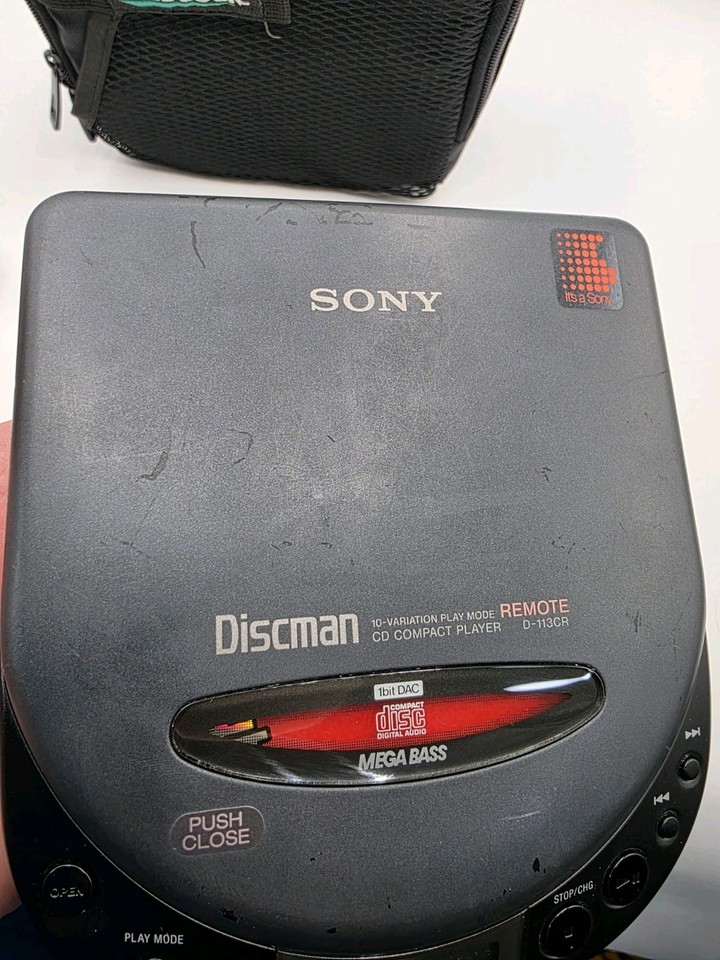 Sony CD Player Discman Retro D-113CR 90s Black Vintage Walkman AC ...