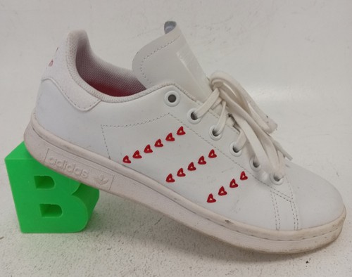 Adidas Stan Smith White Red Heart Trainers Size UK 4 Womens Sneakers | eBay