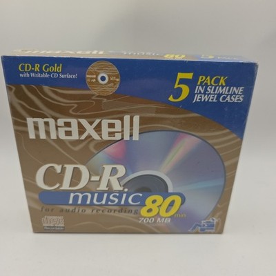 Maxell CD-R GOLD Music 700MB 80min 5 Pack For Audio Recording NEW ...