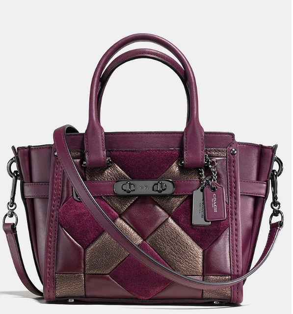 Coach 55511 Swagger 21 Oxblood Bronze Canyon Quilt Mixed Leather Purse ...