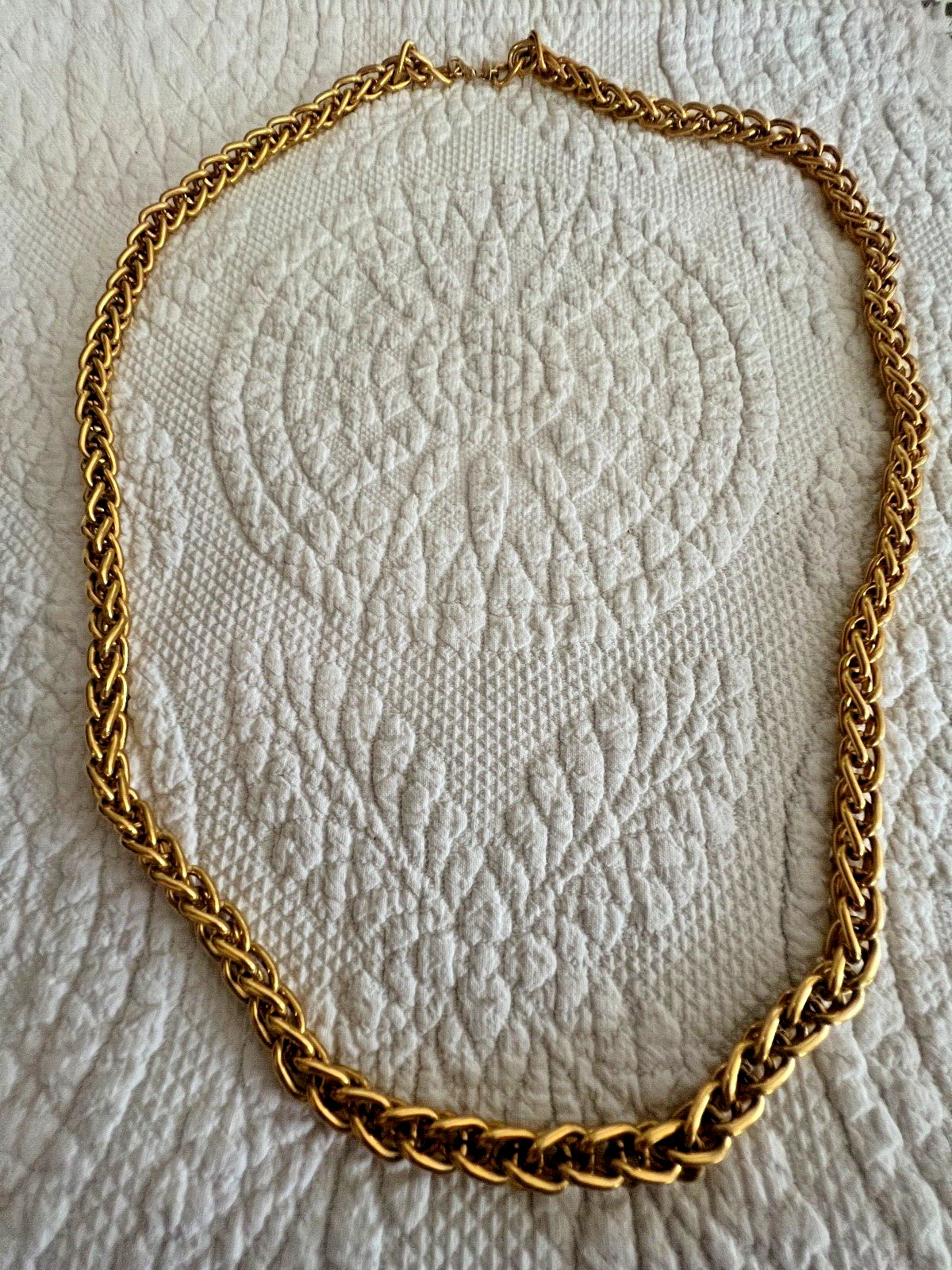 Vintage Monet Gold Tone Chain 34" Neckace - Gem