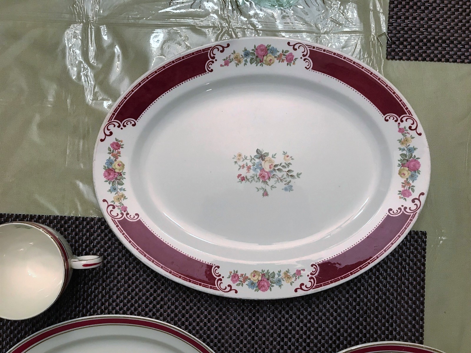 Taylor Smith-9431, 3 Piece Set + Homer Laughlin Platter C40 N6, Floral ...
