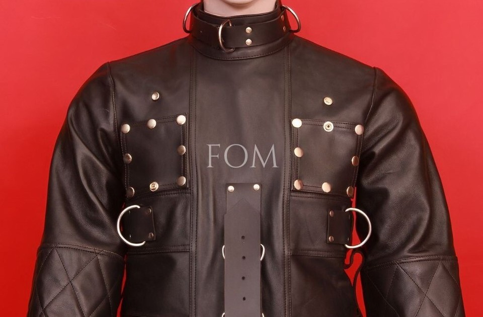 Real Leather Straight Jacket Heavy Duty Strait Jacket Bondage Restraint ...