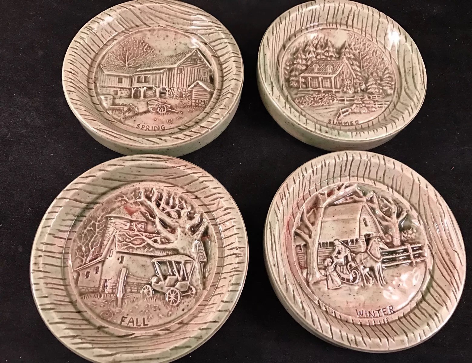 LOT DE COASTERS VINTAGE DUNCAN ENTERPRISES CERAMICS QUATRE SAISONS 1982 ...
