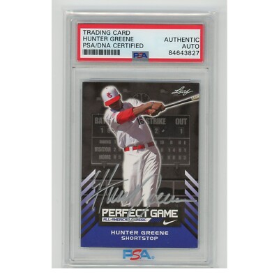 2016 Leaf Perfect Game #GD-37 Hunter Greene PSA DNA Auto autograph ...